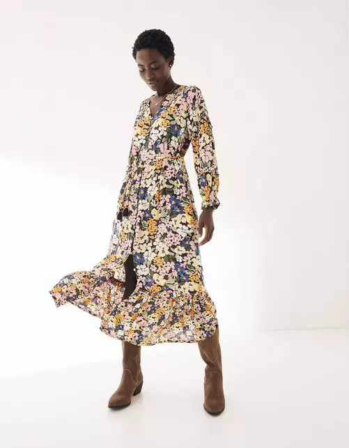 Pockets For Women - Cora Wildflower Midi Dress