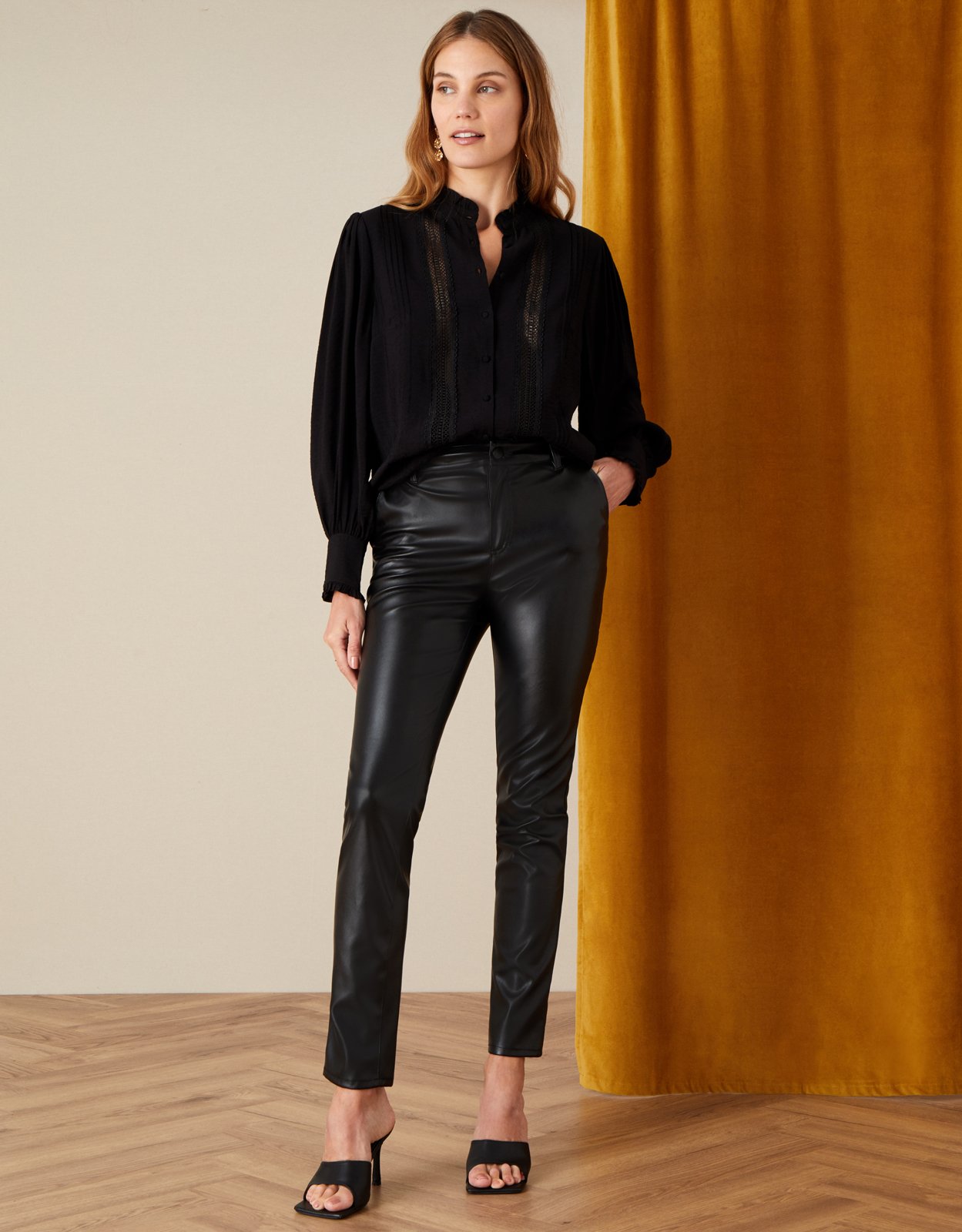 Pockets For Women Penny Faux Leather Trousers Black